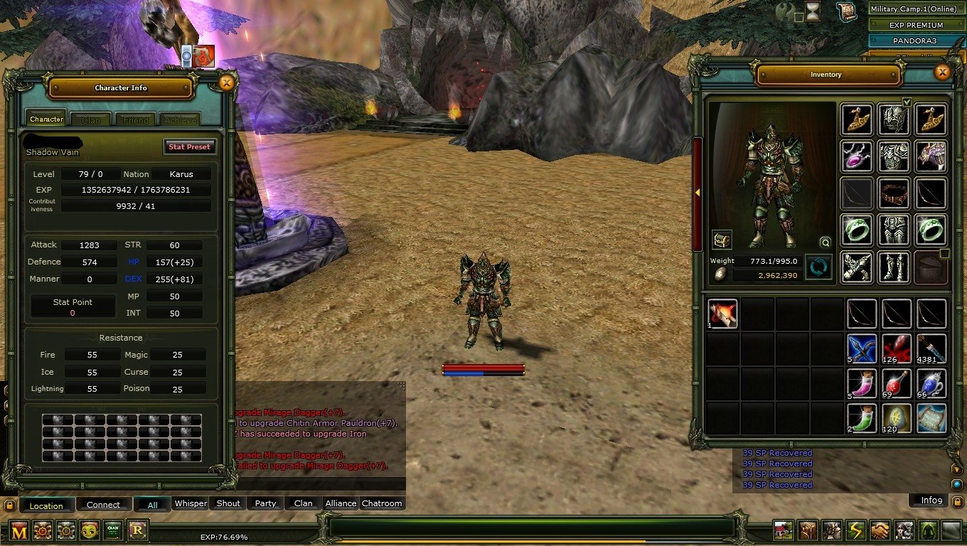 Knight Online Pandora 80 lvl ROGUE KARUS OKÇU (70 skill açıktır)