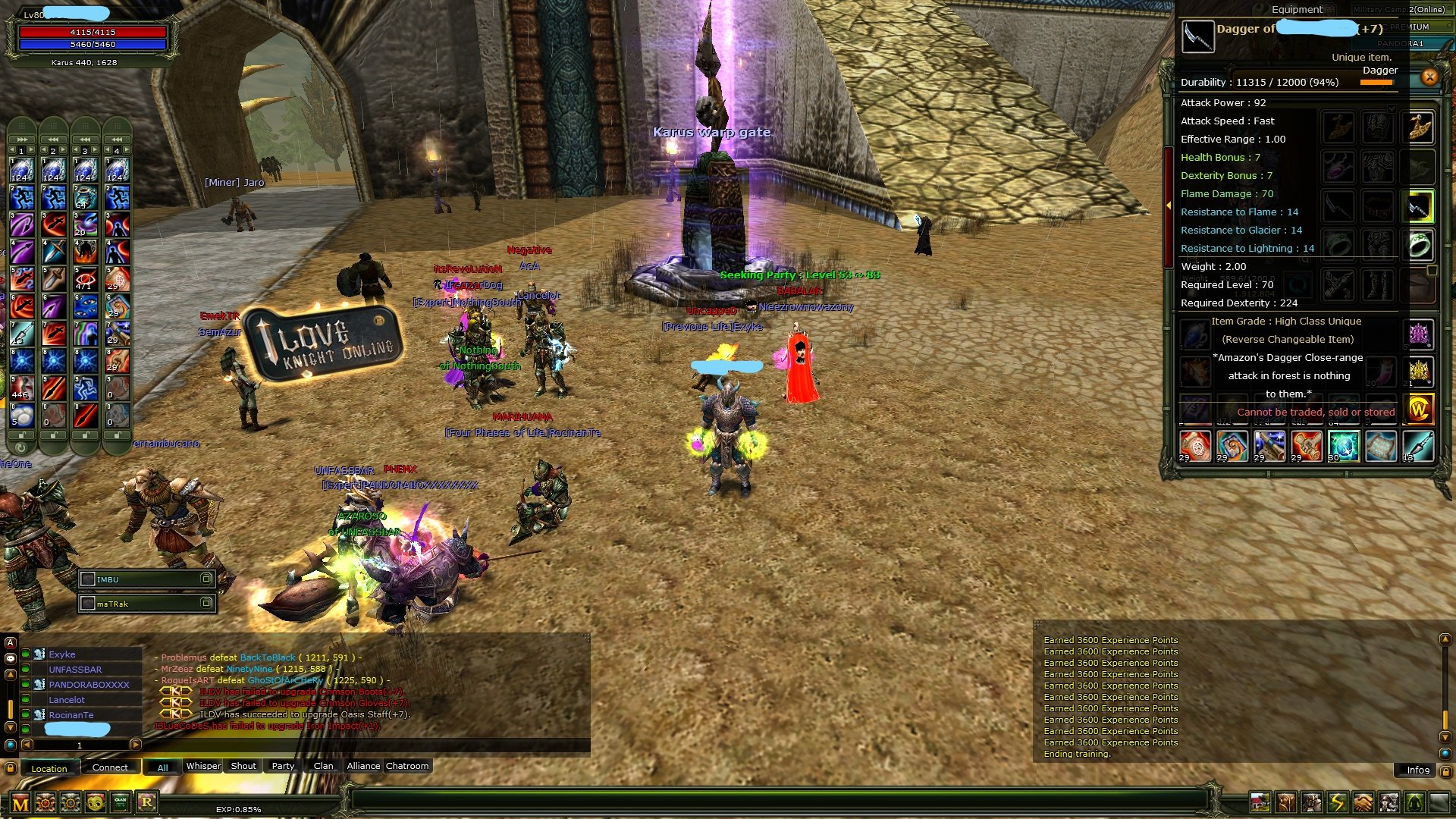 Knight Online Pandora 80 Level 70-72-80 skilleri acık 1 aylık pathos b