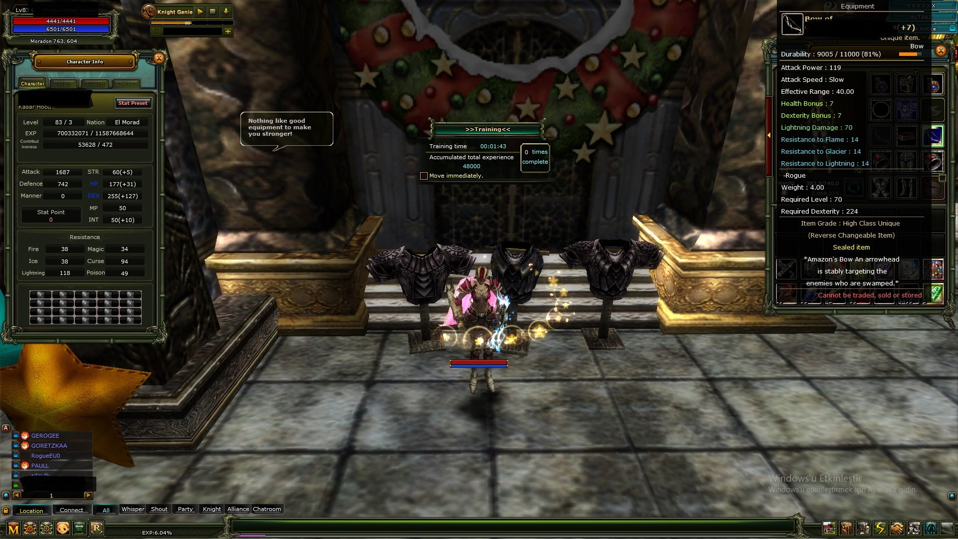 Knight Online Altar 83/3 7 bow Human Rogue
