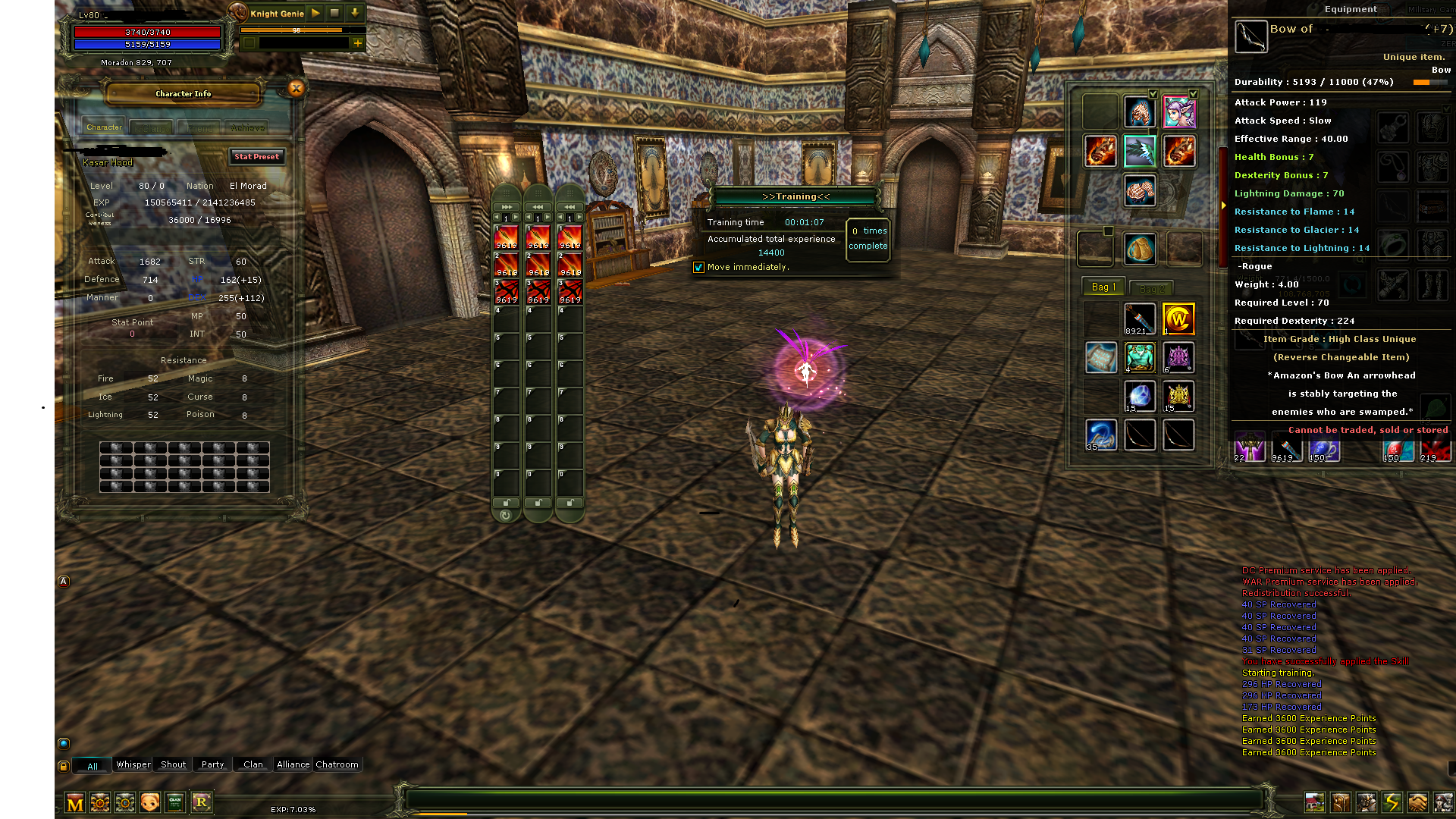 Knight Online Zero ZERO!HUMAN 7 QUEST BOW 80 LEVEL FULL SKİLL OKCU