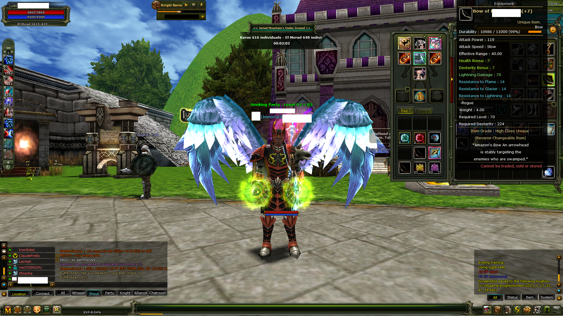 Knight Online Zero 80 LVL 7 Quest Bowlu Okcu Human Zero Server