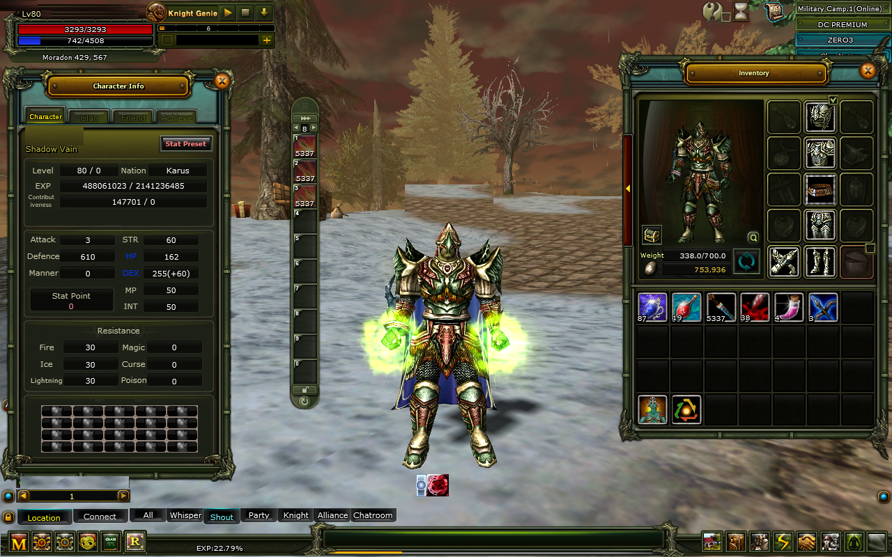 Knight Online Zero SON FİYAT ACİLL 80 LVL KARUS ROGUE 147 K NP Lİ FULL