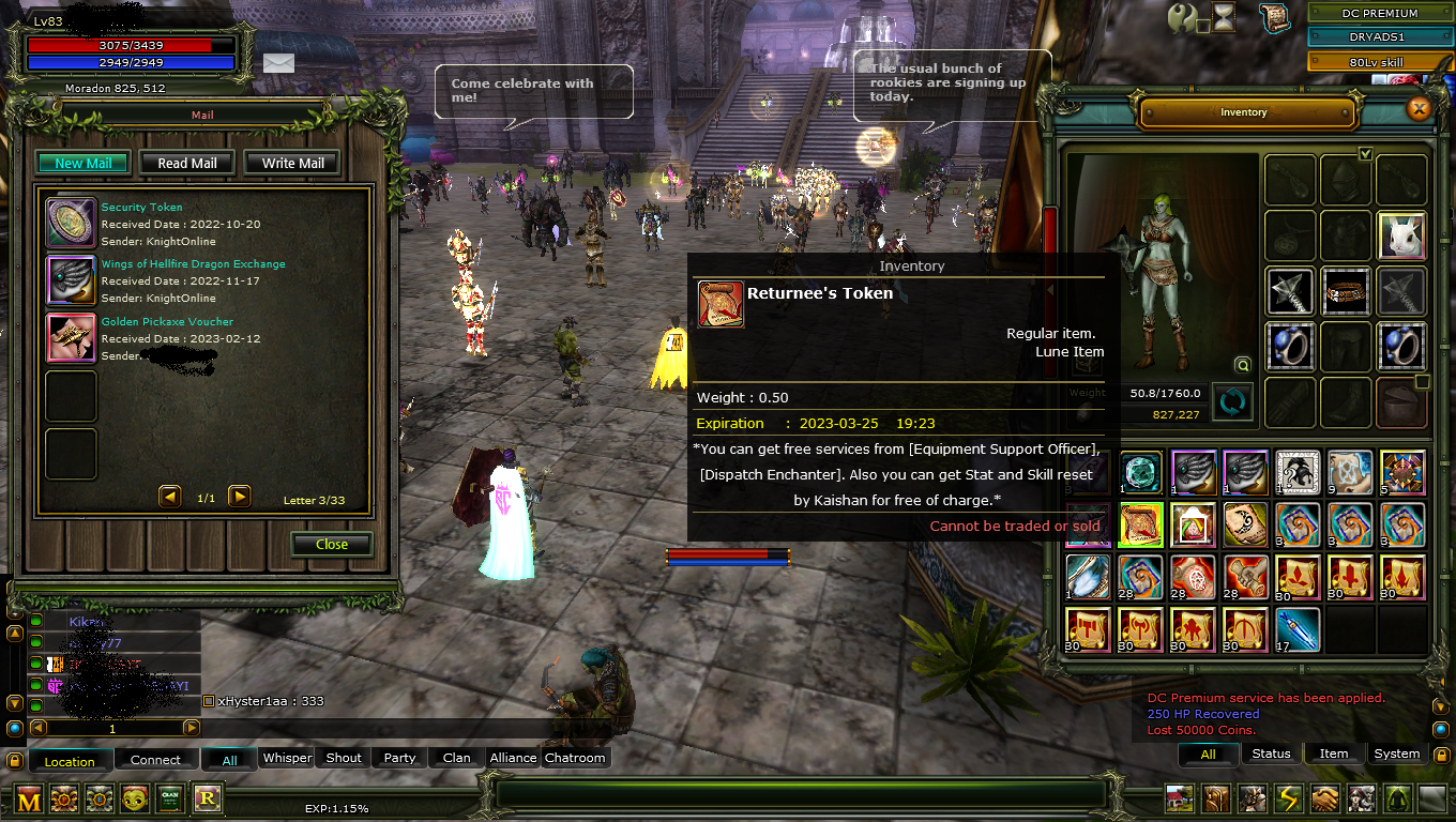 Knight Online Dryads 83 level battle priest yok yok